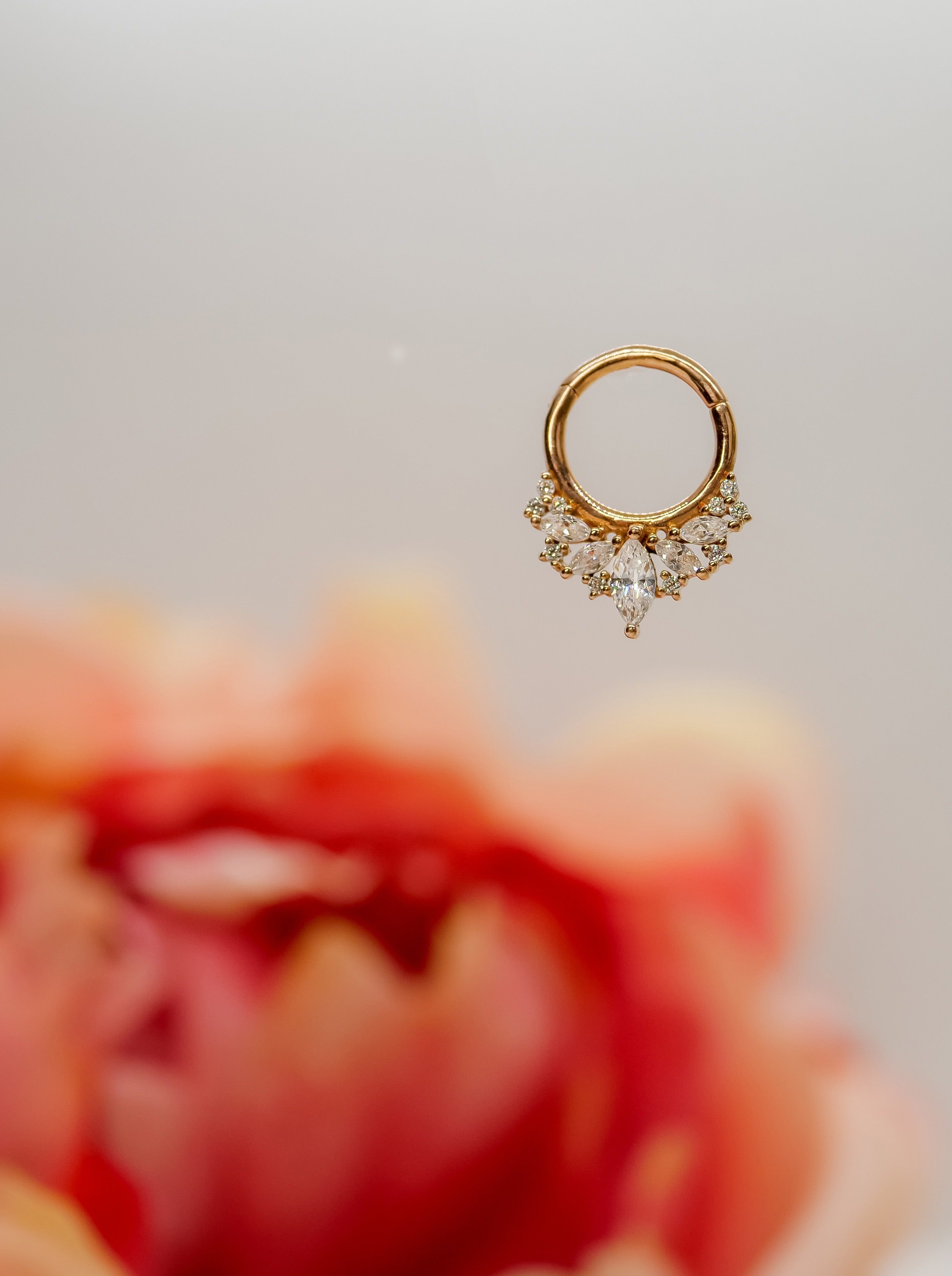 Elite - Solid Gold Septum/Daith Clicker with Cubic Zirconias by Buddha ...